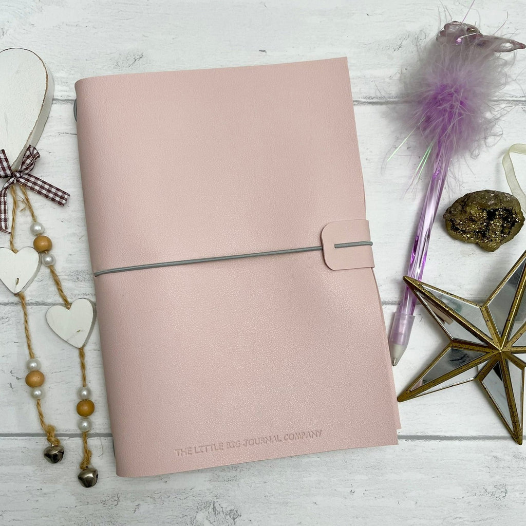 A5 Soft Pink Faux Leather Wrap Refillable Journal Notebook - with 2 pl ...
