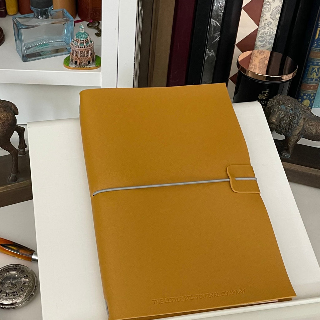 A5 Mustard Yellow Faux Leather Wrap Refillable Journal Notebook - with ...